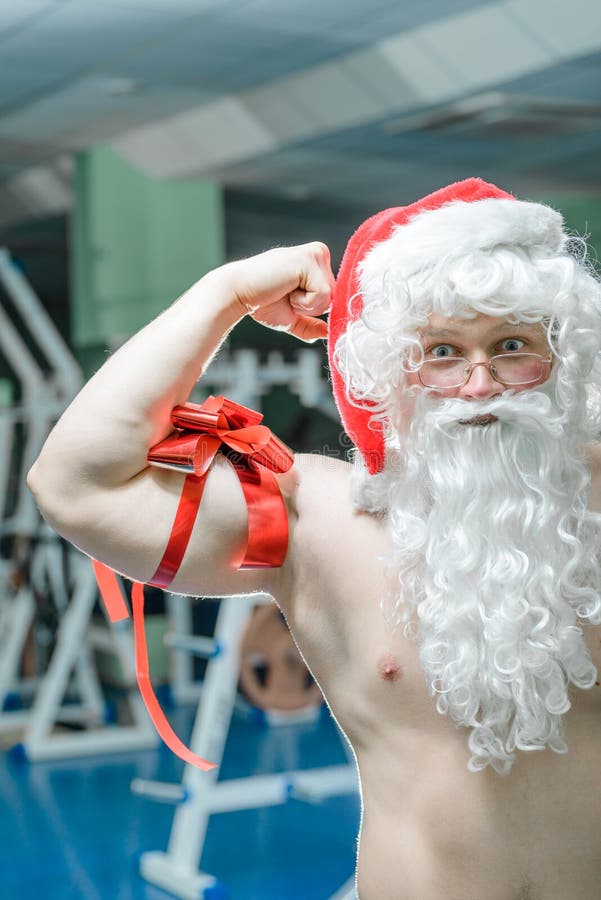 Santa in a gym stock image. Image of heavy, workout, sport - 45338769