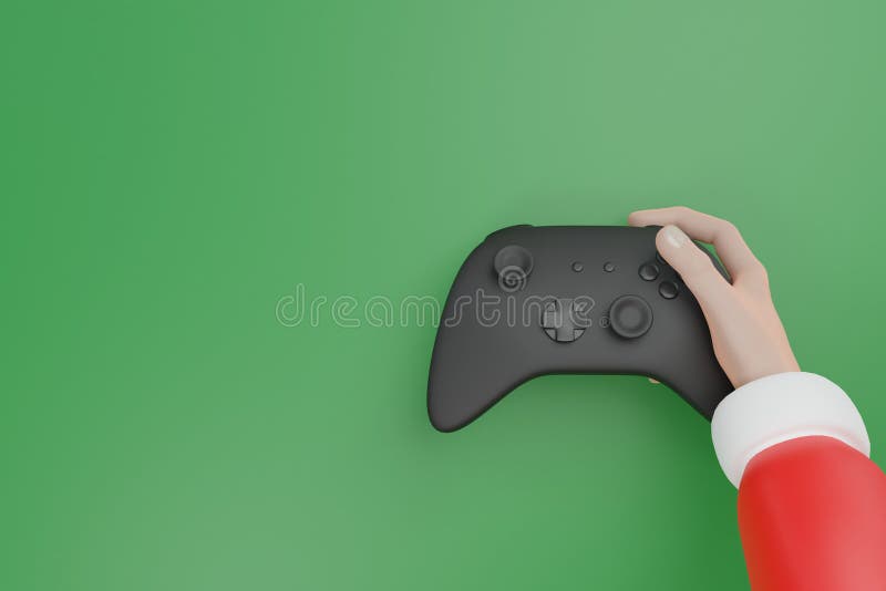 Santa Hand Hold Black Game Controller Joystick 3D Render Illustration ...