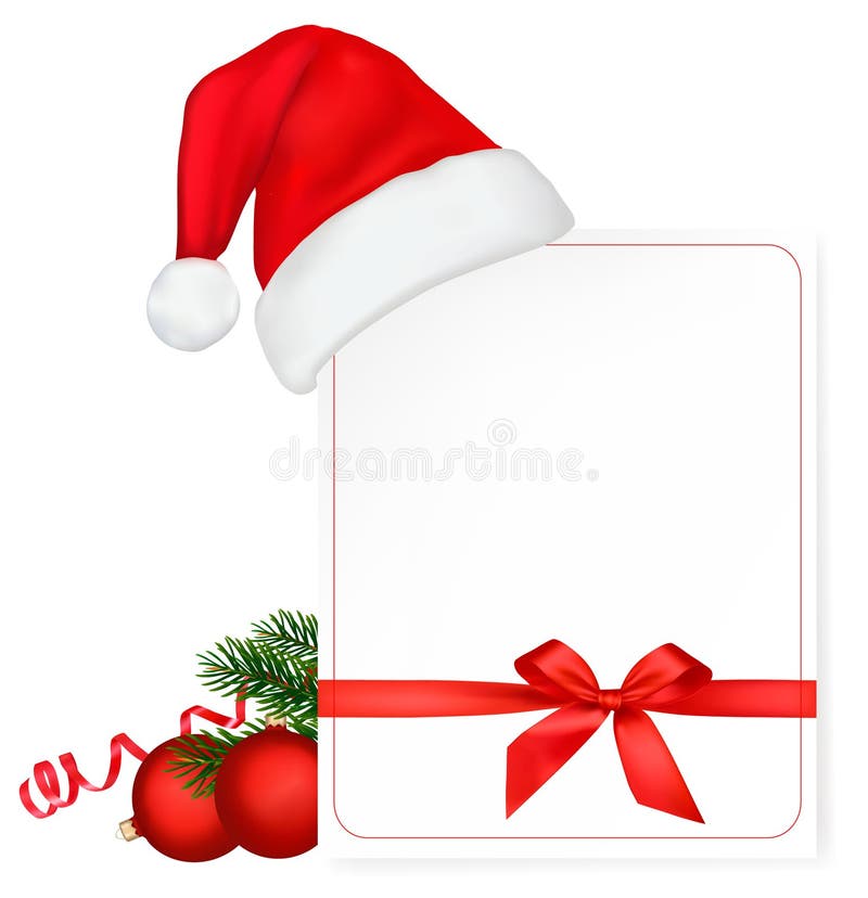 Santa hat with a card. stock vector. Illustration of december - 17461407