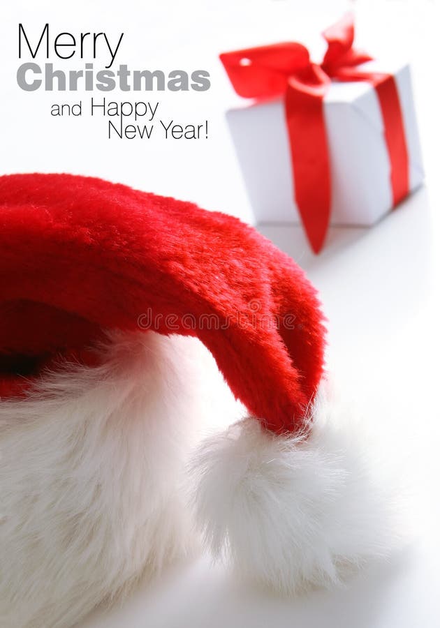 Santa Hat & Chrismas Box (easy To Remove the Text) Stock Photo - Image ...