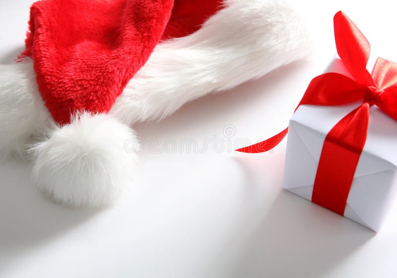 Santa Hat & Chrismas Box (easy To Remove the Text) Stock Image - Image ...