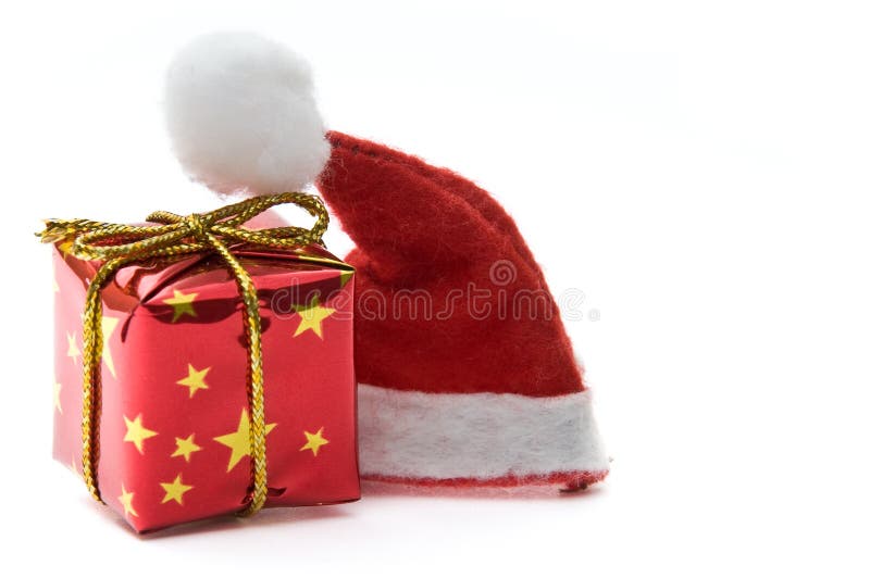 Santa hat and gift box stock image. Image of claus, decor - 10562289