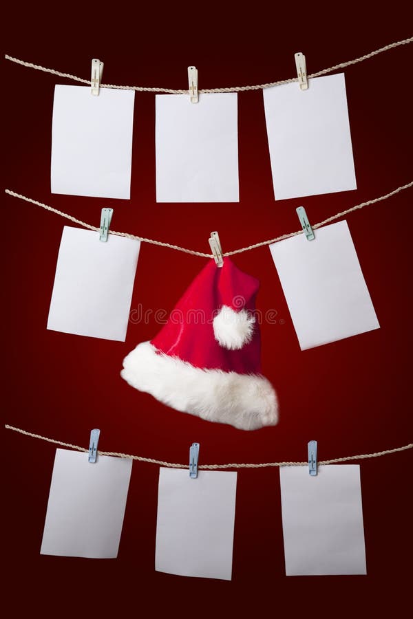 Santa hat hanging on grey stock image. Image of wooden - 22179941