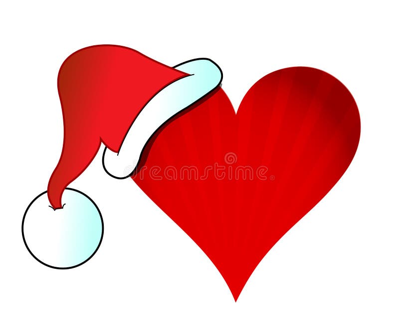 Santa Hat Heart Illustration Design Stock Vector - Illustration of ...