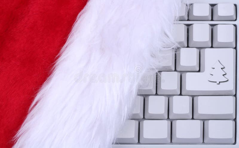 Santa hat on a keyboard stock photo. Image of ornament - 1585544