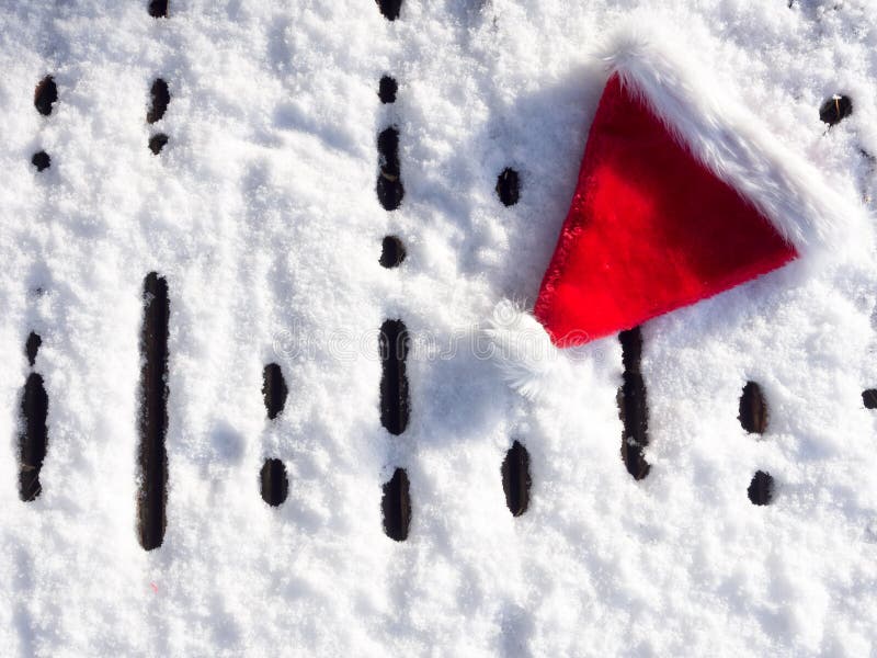 Santa hat on snow stock image. Image of winter, empty - 47477879