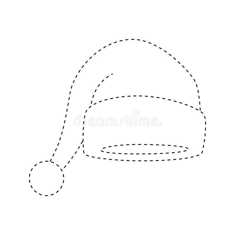 Santa Hat Tracing and Coloring Worksheet for Kids Stock Vector ...