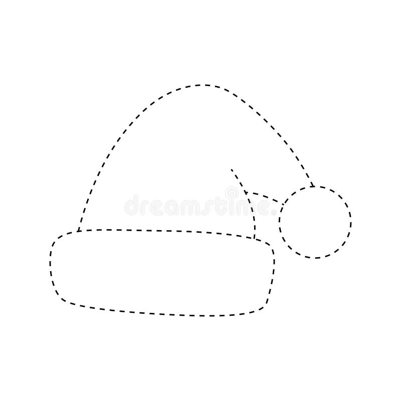 Santa Hat Tracing and Coloring Worksheet for Kids Stock Vector ...