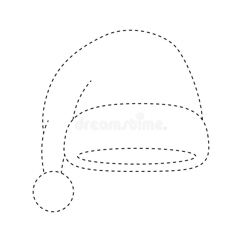 Santa Hat Tracing and Coloring Worksheet for Kids Stock Vector ...