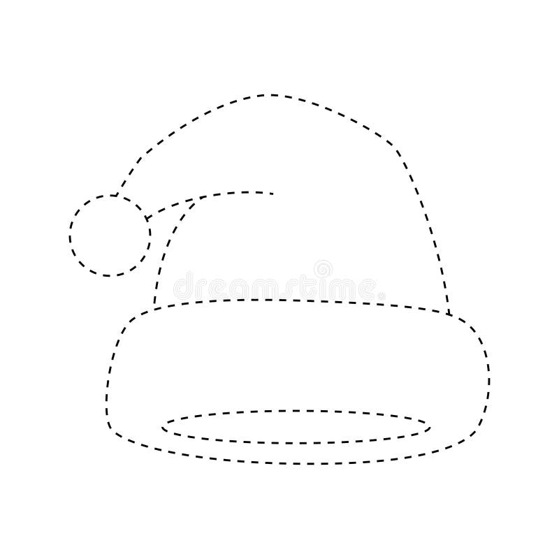 Santa Hat Tracing and Coloring Worksheet for Kids Stock Vector ...
