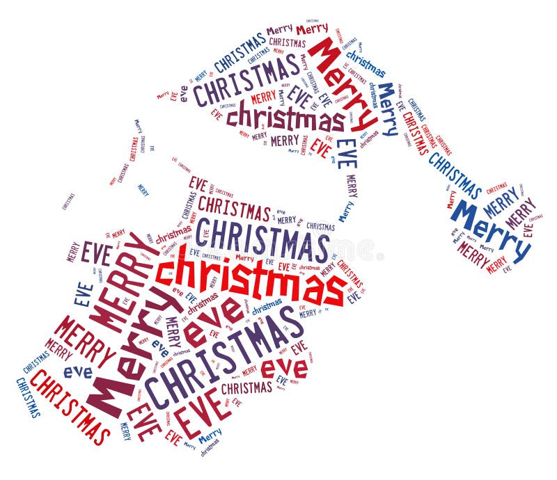 Santa Hat Word Shape Design with Text. Stock Illustration ...