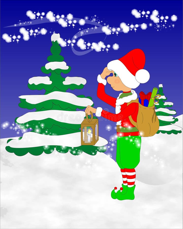 Santa In A Snowstorm stock illustration. Illustration of night - 17196621