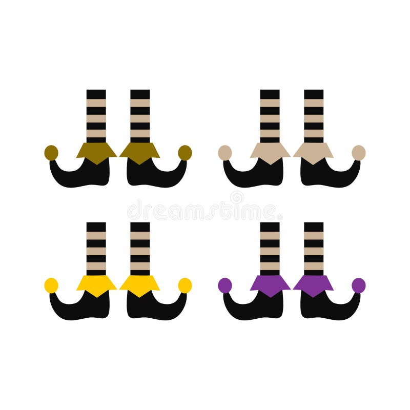 Santa Helper Retro Striped Legs Set Design Element Isolated on White ...