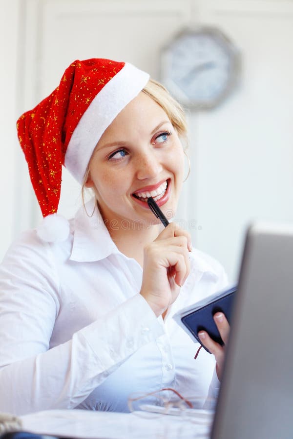 Santa Helper Working in Office Stock Image - Image of happy, formalwear ...