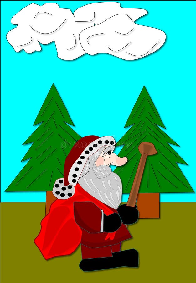 Santa Hiking stock de ilustración. Ilustración de cartel - 36595347
