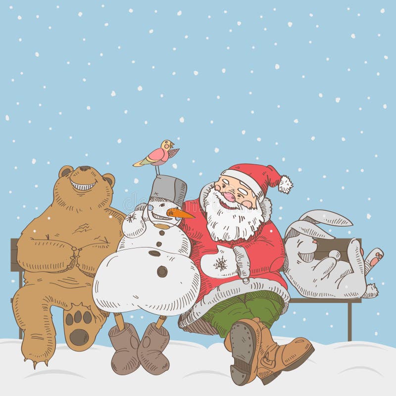 Santa and his helpers stock vector. Illustration of vector - 27387854
