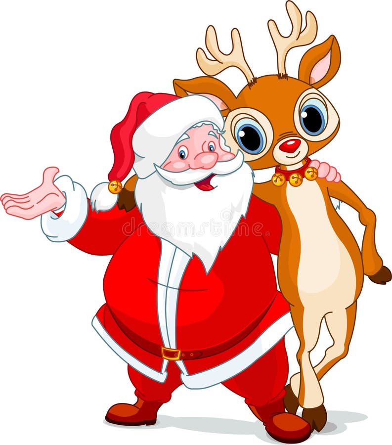 Santa and His Reindeer Rudolf Stock Vector - Illustration of pals, pair ...