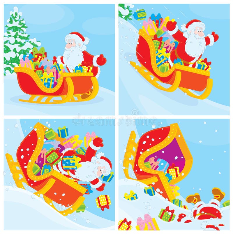Sleigh of Santa taking off stock illustration. Illustration of holidays ...
