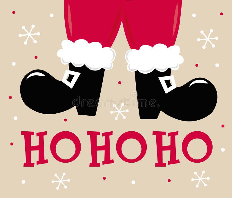 Christmas Santa Cute Boots with Ho Ho Ho and Snowflakes Stock Vector ...