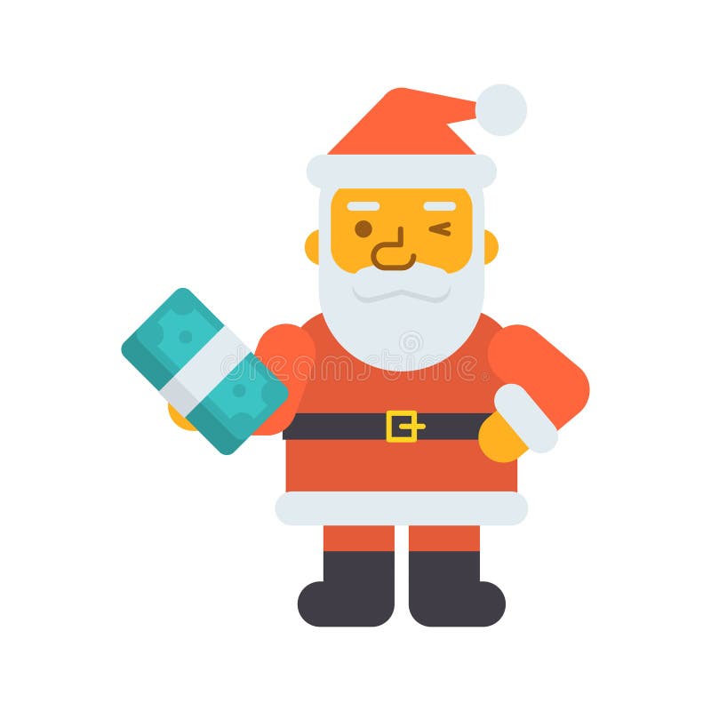 Santa Holding Wad Money and Winking Stock Vector - Illustration of ...
