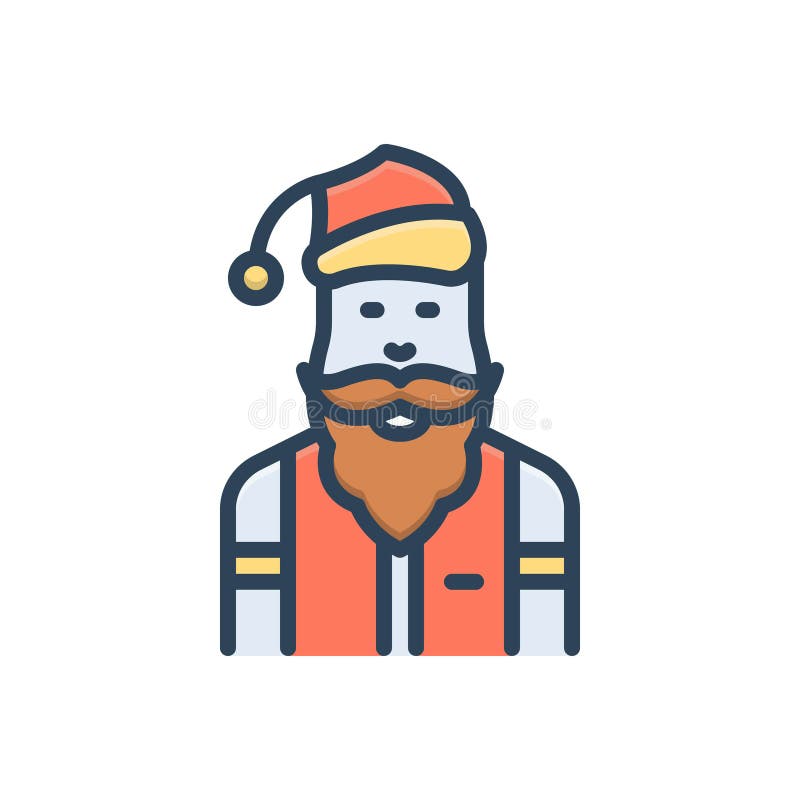Color Illustration Icon for Santa, Santa Claus and Face Stock ...