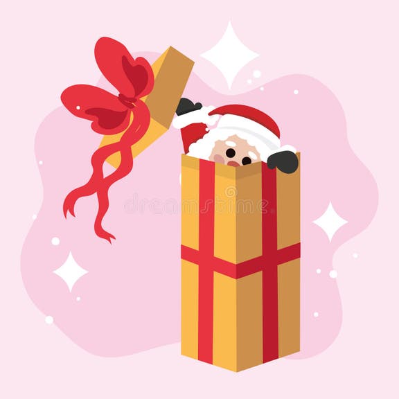 Santa Inside Gift Box. Vector Stock Vector - Illustration of wrapping ...