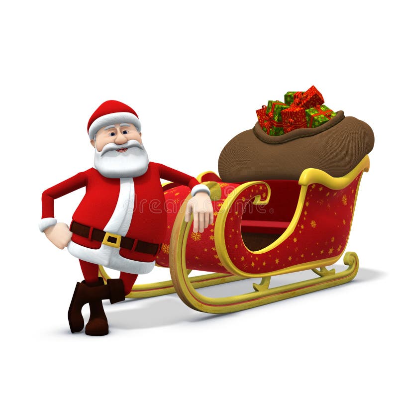 Santa in His Sleigh - with Clipping Path Stock Illustration ...