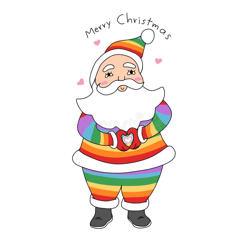 Santa Claus Wear Rainbow Costume Cartoon Illustration Stock Vector ...