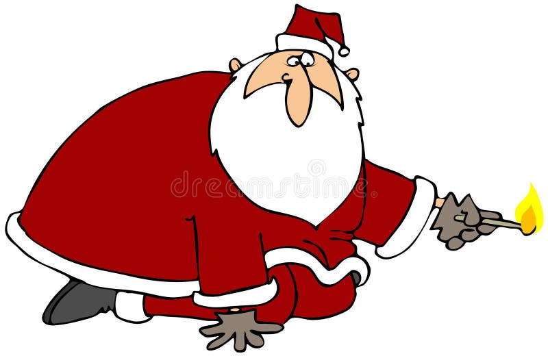Santa with a Lit Match stock illustration. Illustration of cartoon ...