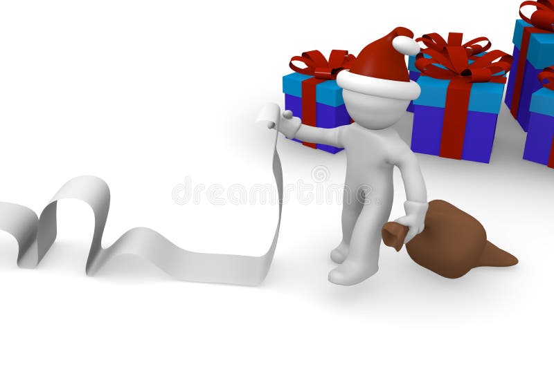 Santa with a Long Wish List Stock Illustration - Illustration of ...