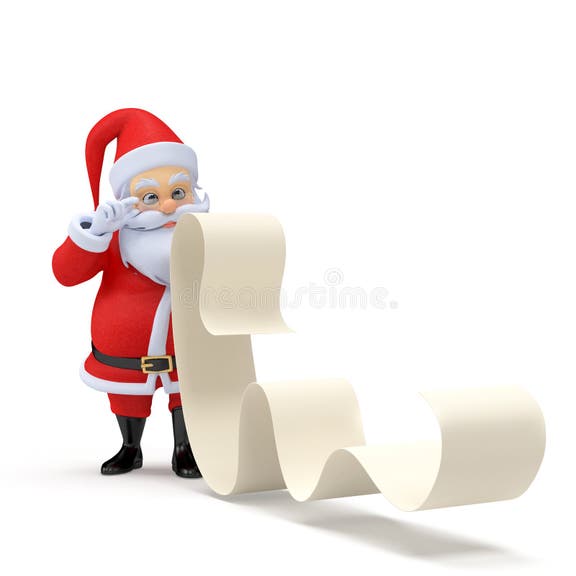 Santa with a long wishlist stock illustration. Illustration of isolated ...