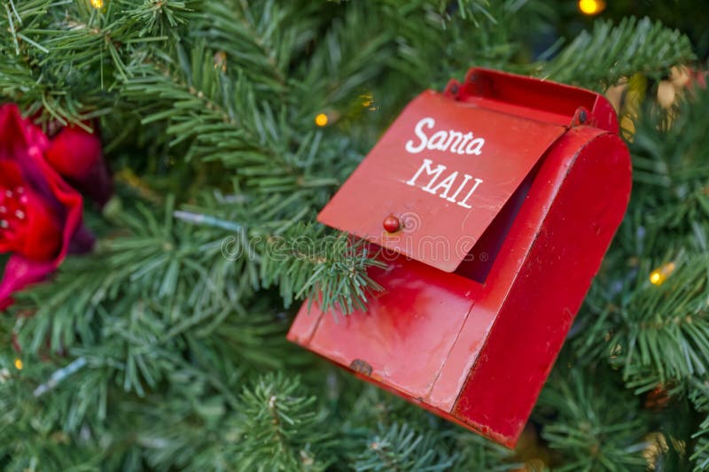 Santa Mailbox on Christmas Tree Stock Image - Image of mailbox, wood ...