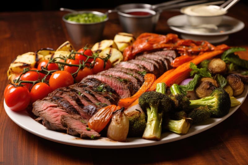 Santa Maria Bbq Grilled Vegetables with a Tri-tip Stock Photo - Image ...