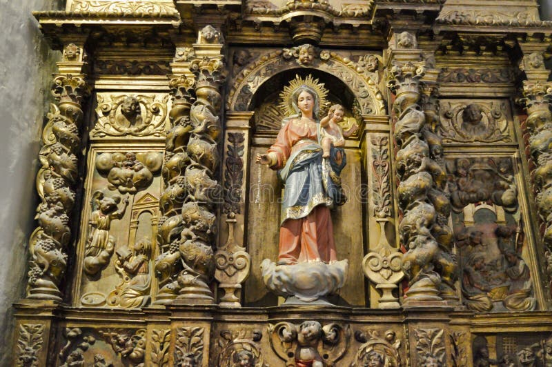 Santa Maria Church Interior View Stock Photo - Image of gold, religion ...