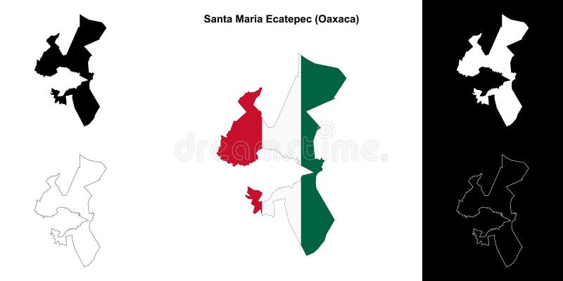 Santa Maria Ecatepec Outline Map Stock Illustration - Illustration of ...