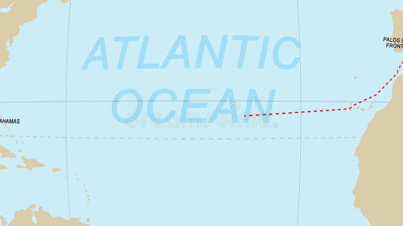 Santa Maria Exact Sailing Route To America Map Stock Video - Video of ...