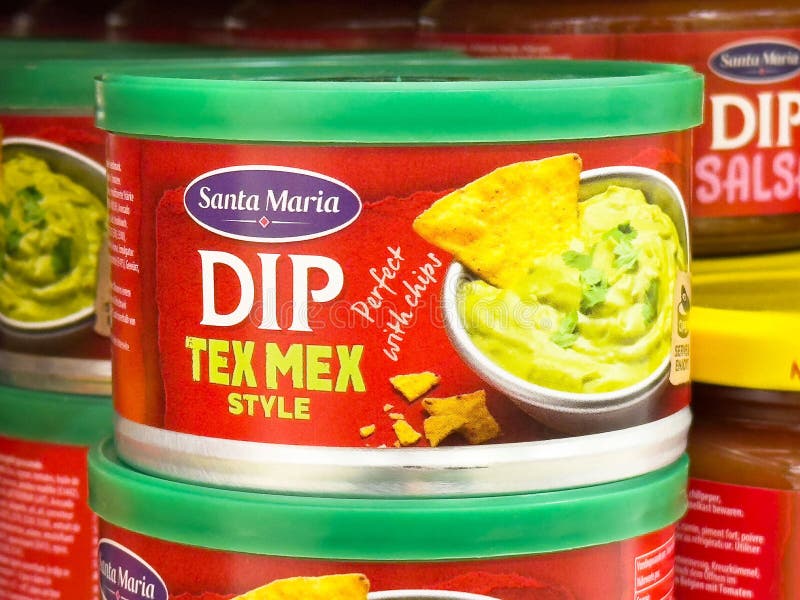 Santa Maria Tex Mex Dip in Green Container with Nacho Chip on Red Label ...