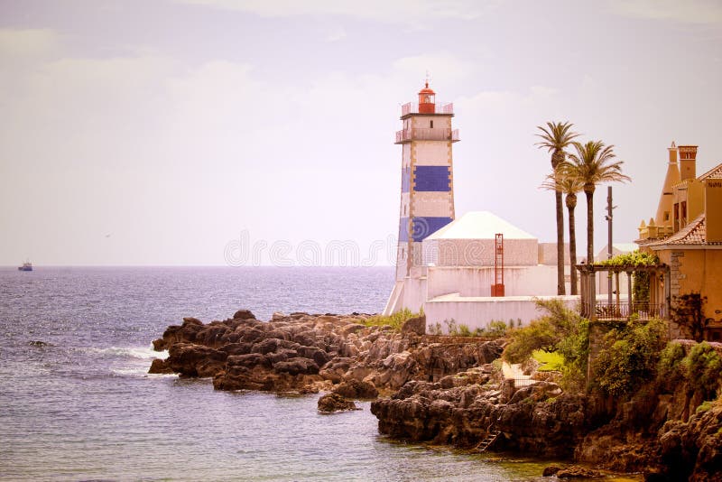 Santa Marta Lighthouse in Cascais Immagine Stock - Immagine di ...