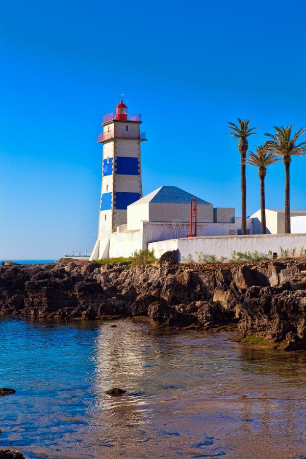 Santa Marta Lighthouse in Cascais, Portugal Stock Photo - Image of ...