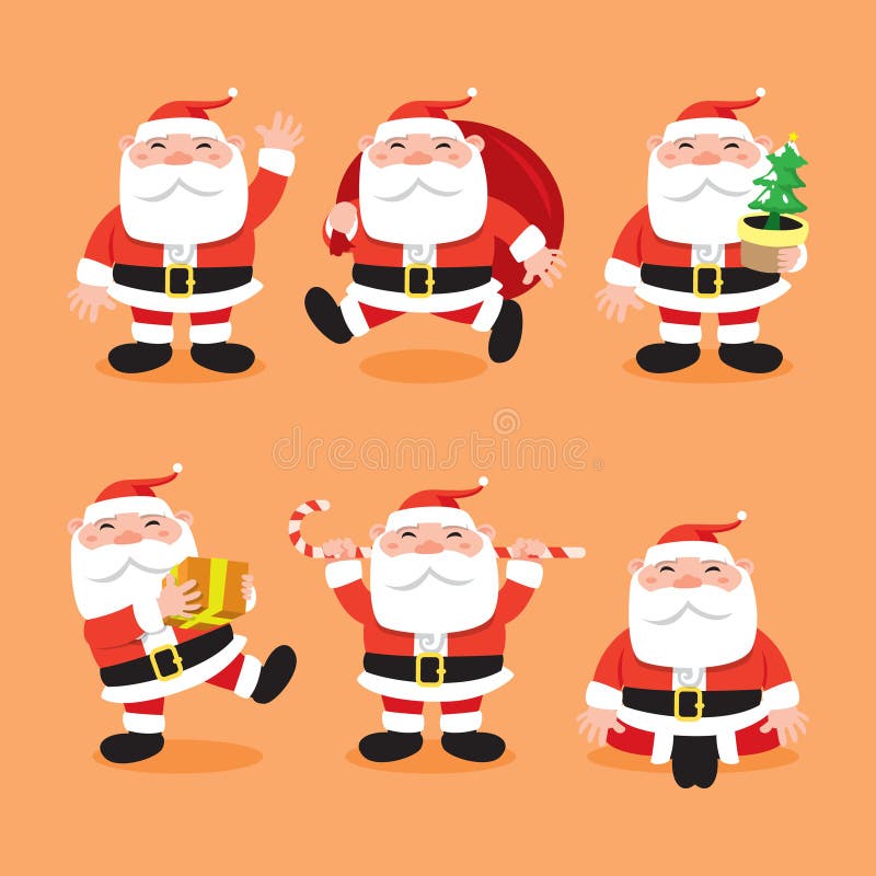 Santa Mascot Design. Santa Vector Pack Stock Vector - Illustration of ...
