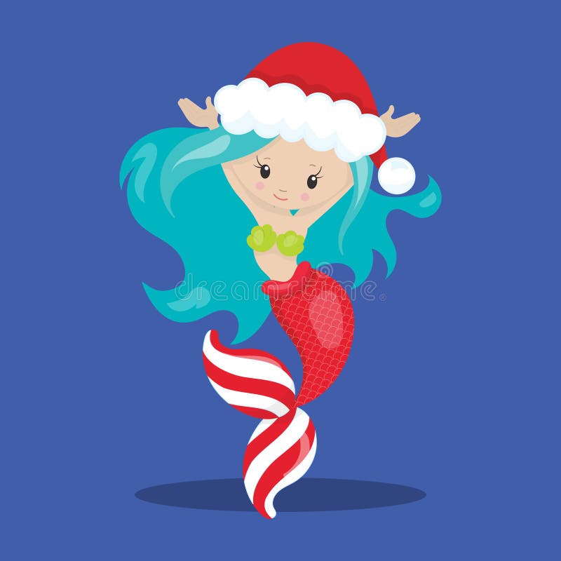 SANTA MERMAID BLUE UP 03 stock vector. Illustration of blue - 197987996