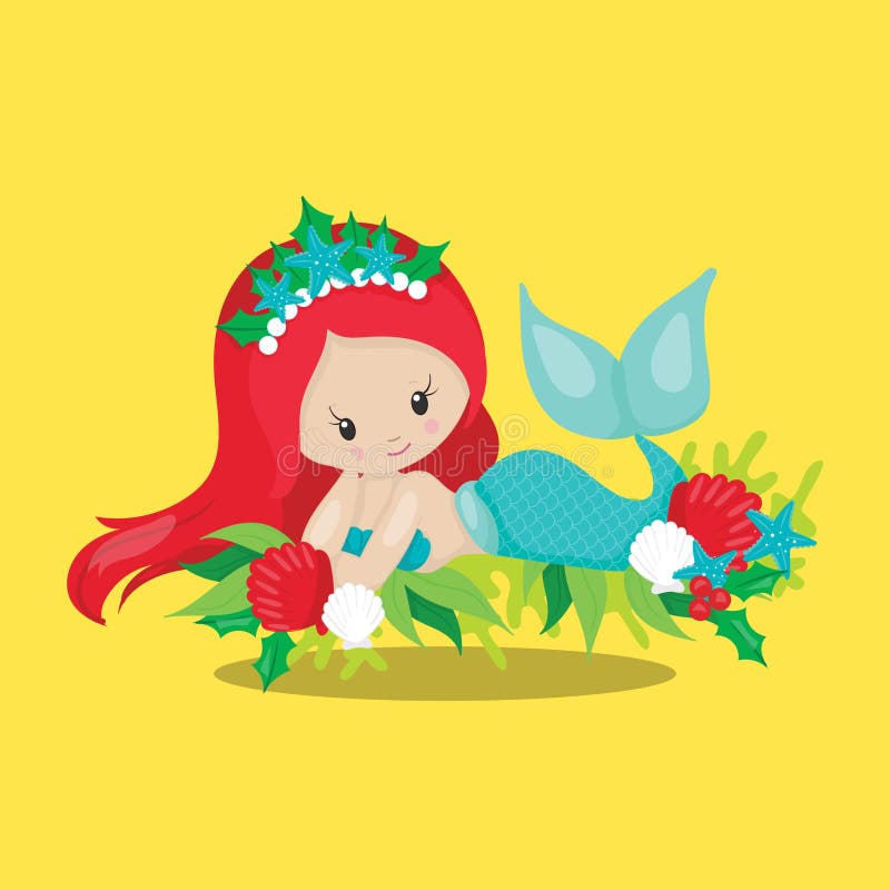 Santa mermaid red lay 02 stock vector. Illustration of mermaid - 197988007