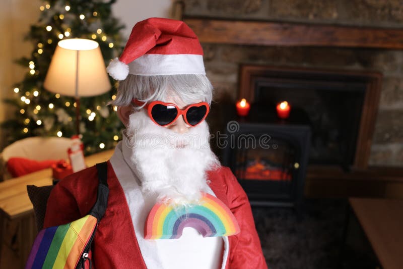 Santa Moderno Claus Apoiando a Diversidade Foto de Stock - Imagem de ...