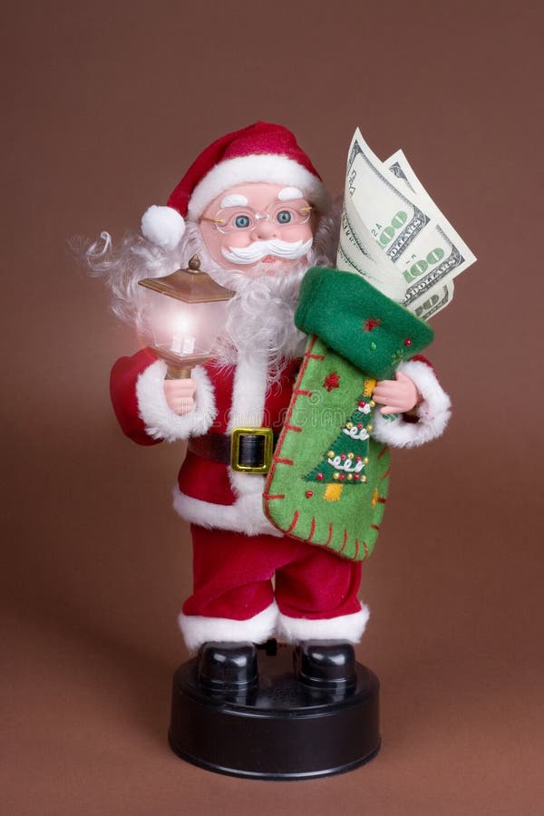 Santa Claus with money stock image. Image of lantern - 11881303