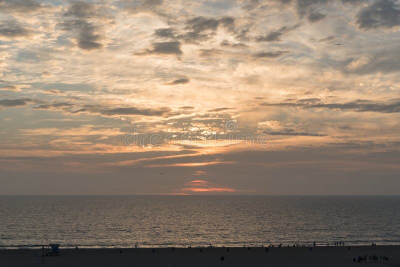 Santa Monica Beach at Sunset in Winter Stock Image - Image of majestic ...