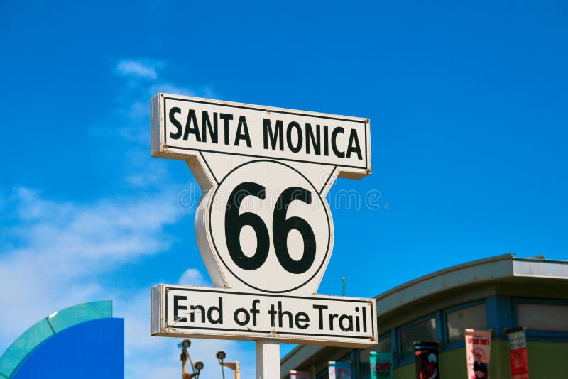 Santa Monica Sign - Route 66 End of the Train Editorial Photography ...