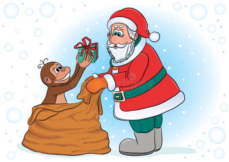 Santa and monkey stock vector. Illustration of face, december - 65430266