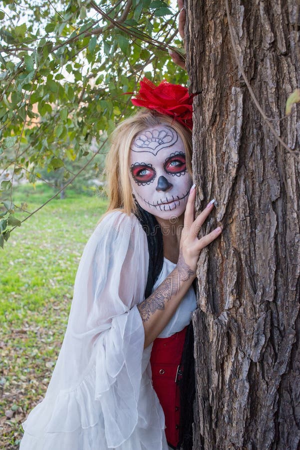 Santa Muerte stock photo. Image of paint, flower, mexico - 48497890