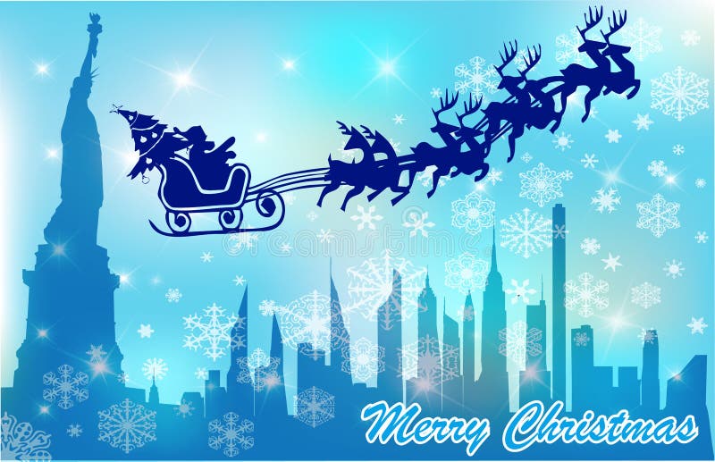 Santa in New York stock vector. Illustration of reindeer - 17217056