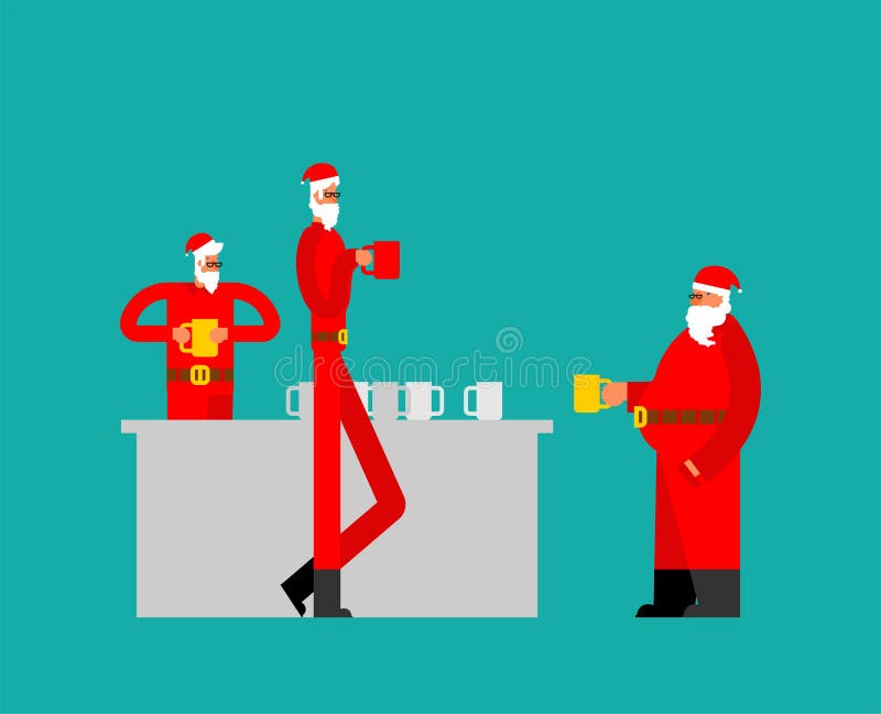 Santa Office Corporate. Xmas and New Year Stock Vector - Illustration ...